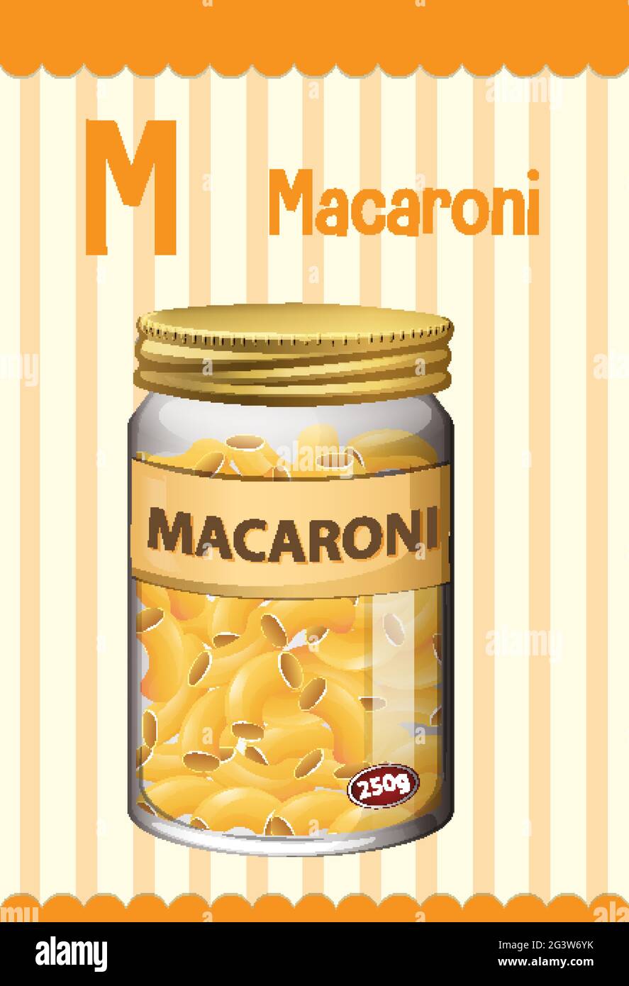 Alphabet flashcard with letter M for Macaroni illustration Stock Vector ...