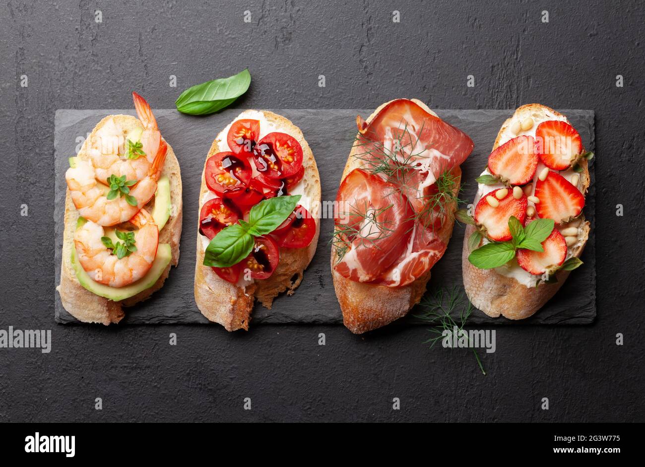 Appetizers plate with traditional spanish tapas set. Italian antipasti ...