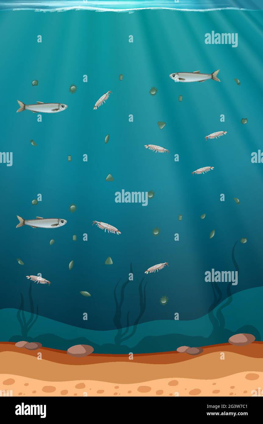 Fish and plankton in the water illustration Stock Vector Image & Art ...