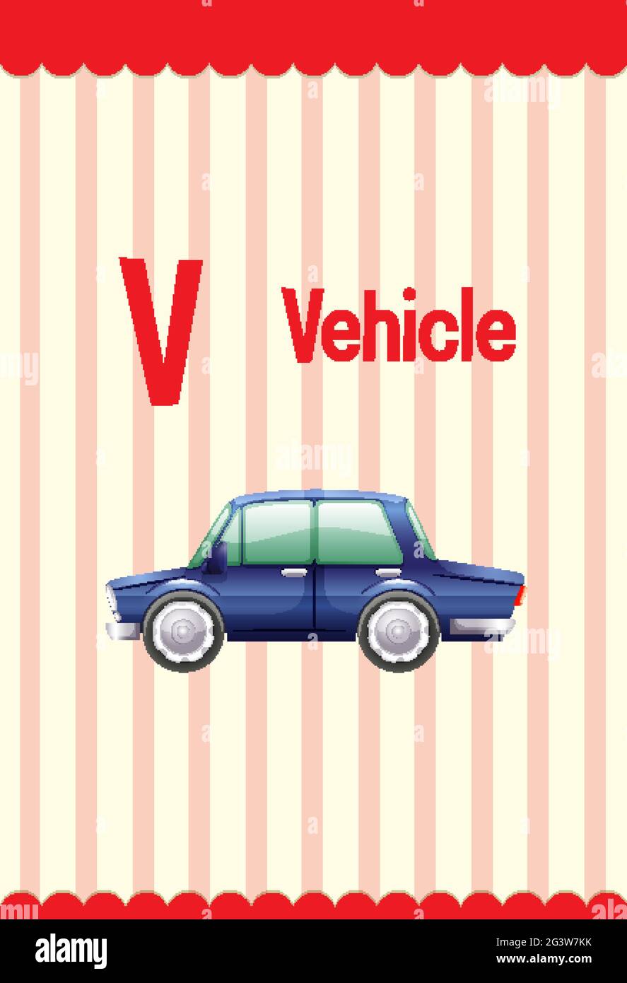 Alphabet flashcard with letter V for Vehicle illustration Stock Vector ...