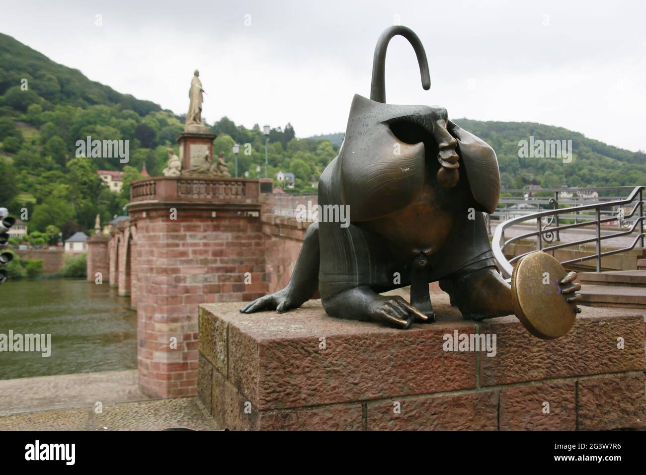 Monkey sculpture at the Karl-Theodor-Bridge,better known as the Old ...