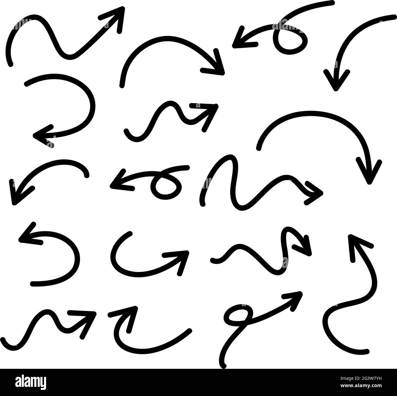 Set of hand drawn arrow doodles on white background illustration Stock ...