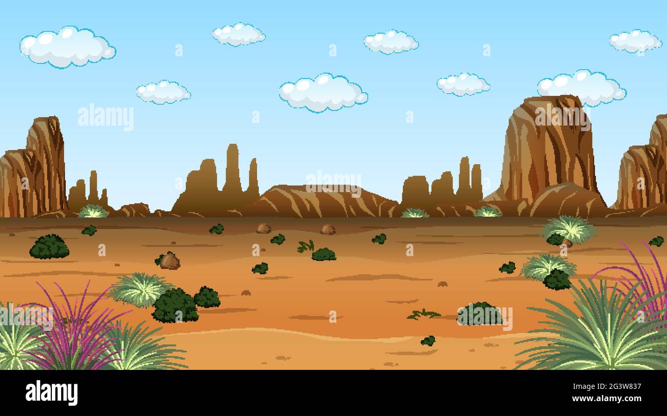 Desert forest landscape at daytime scene illustration Stock Vector ...