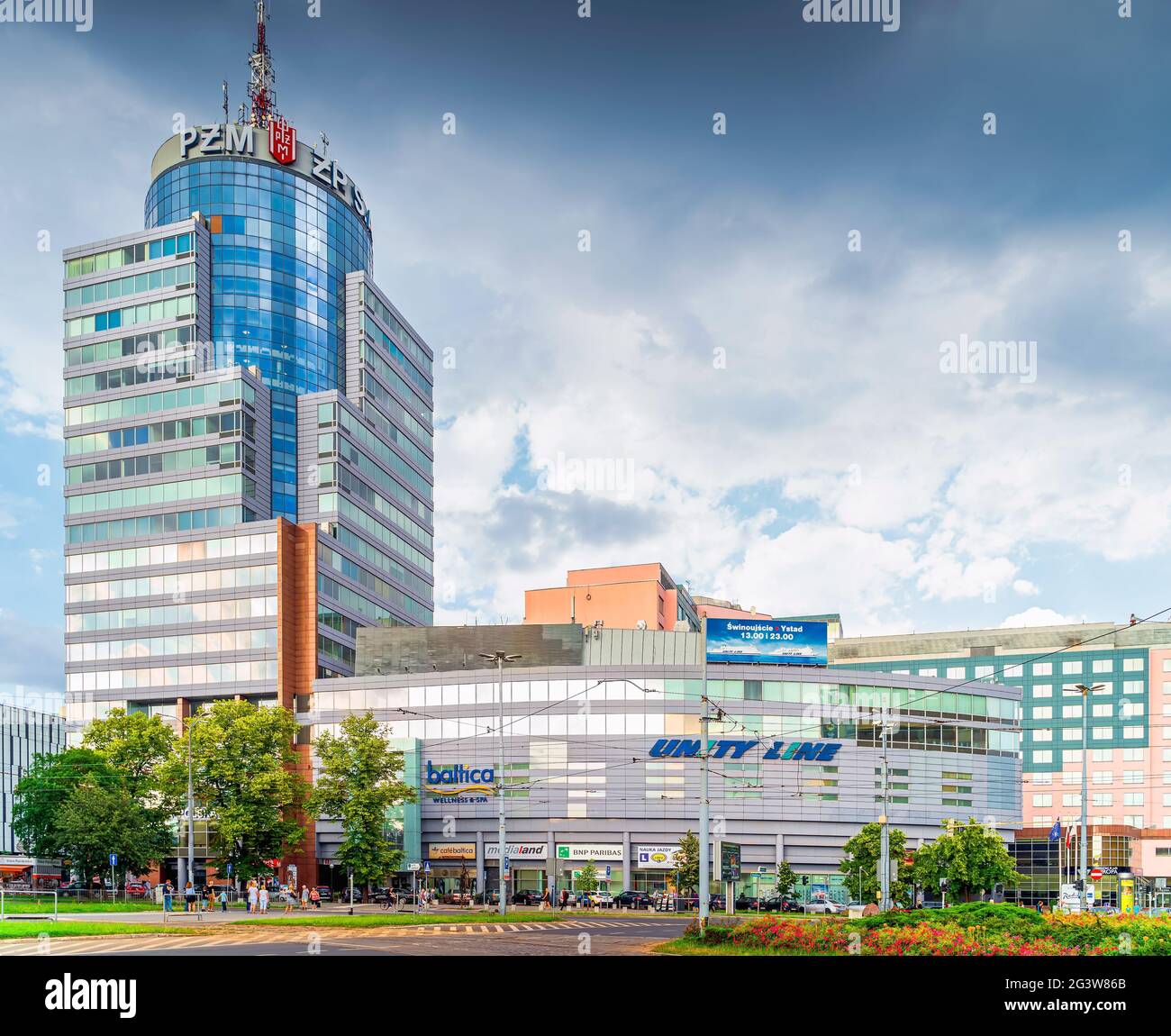 Hotel Radisson, one of the tallest buildings in Stettin, 92m Stock ...