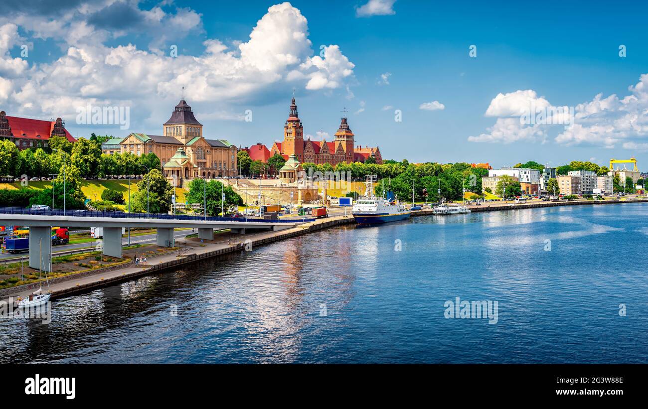 Aerial view of Chrobry Shafts and castle like buildings of National ...