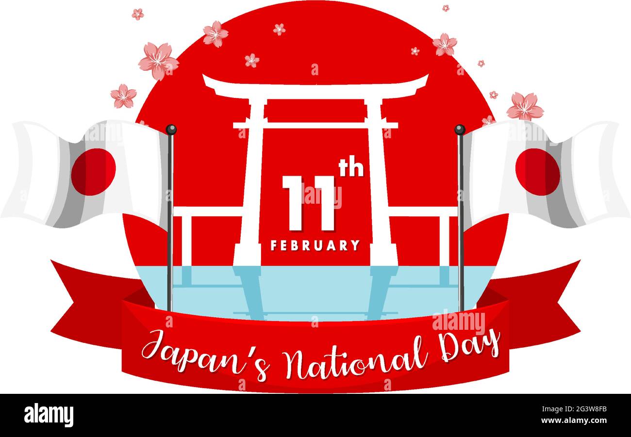 Japan's National Day banner with Torii gate and Flag of Japan ...