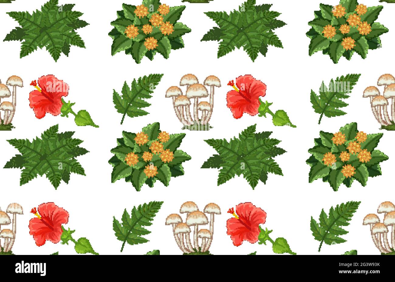 Seamless pattern with many different plants on white background ...