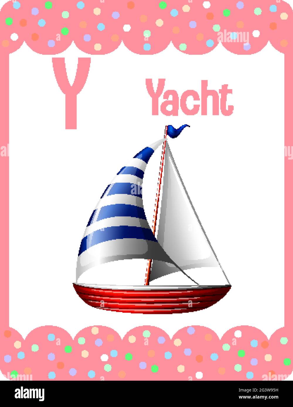 Alphabet flashcard with letter Y for Yacht illustration Stock Vector ...