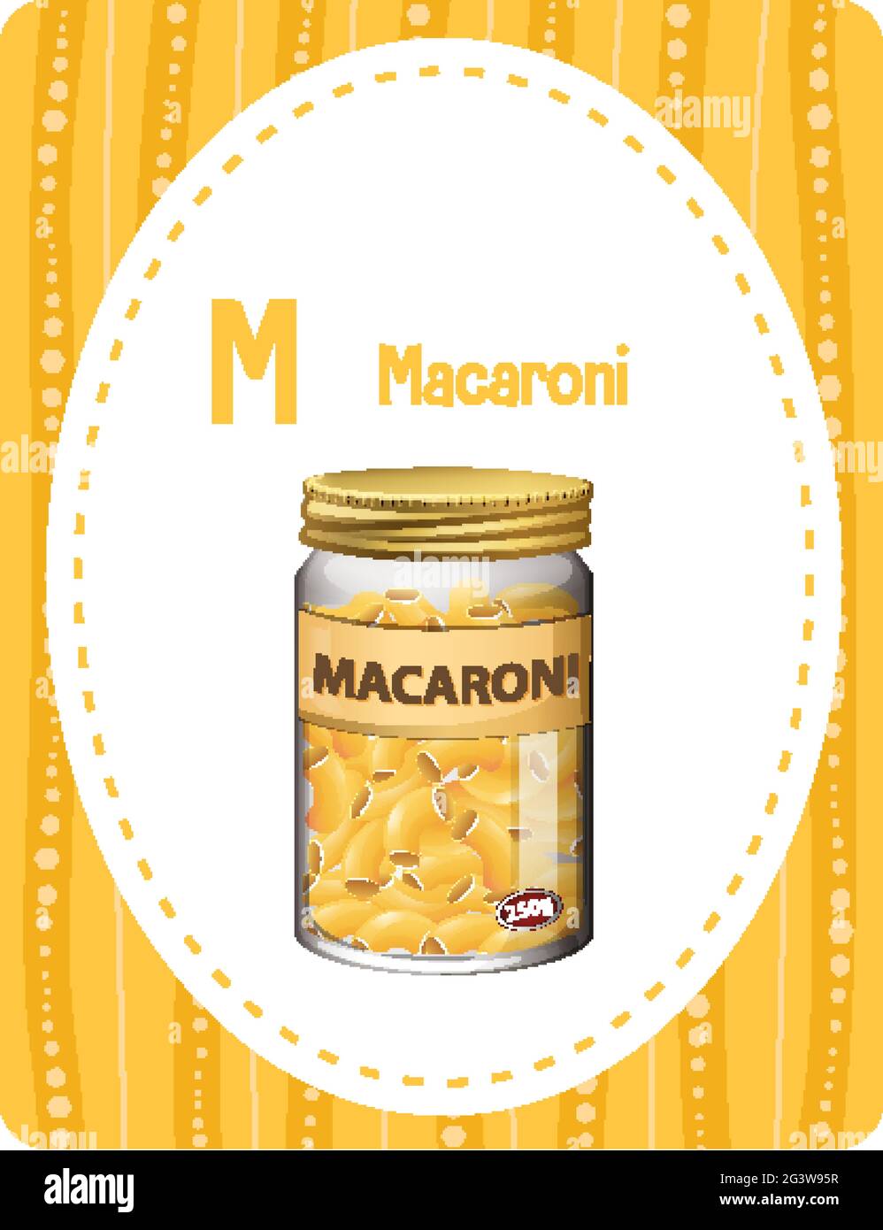 Alphabet flashcard with letter M for Macaroni illustration Stock Vector ...