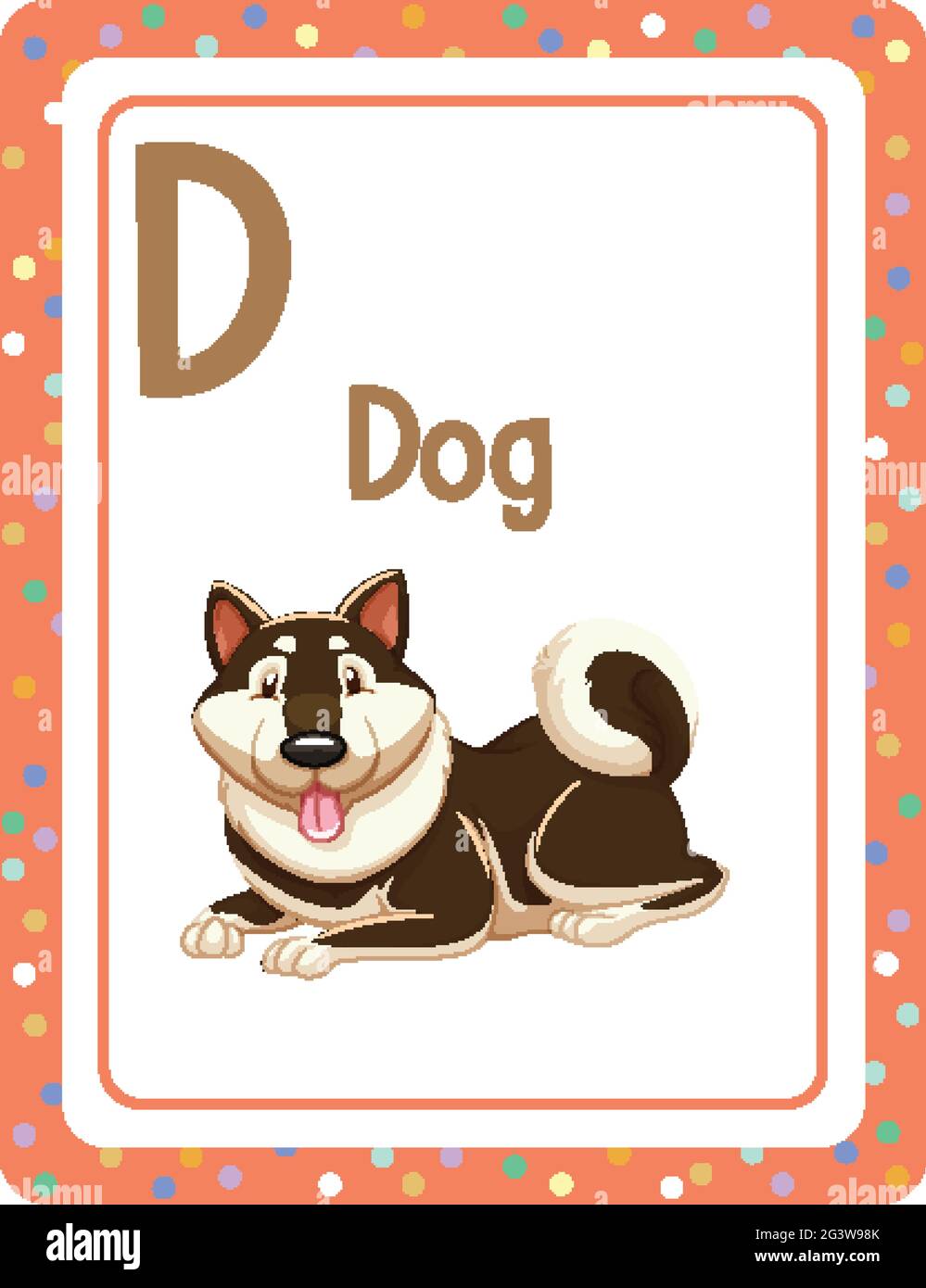 Alphabet flashcard with letter D for Dog illustration Stock Vector ...