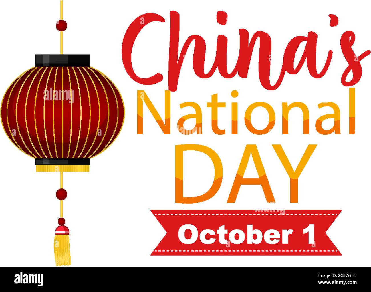 China National Day on October 1st banner with chinese lantern ...