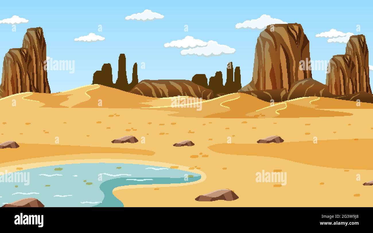 Desert forest landscape at daytime scene illustration Stock Vector ...