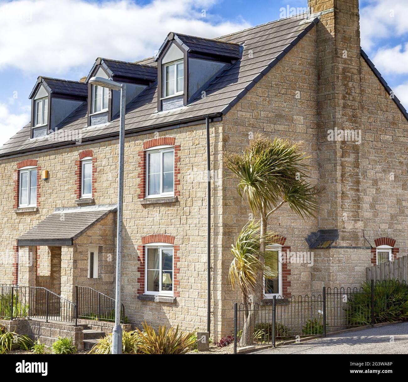 Street view of new house Stock Photo - Alamy