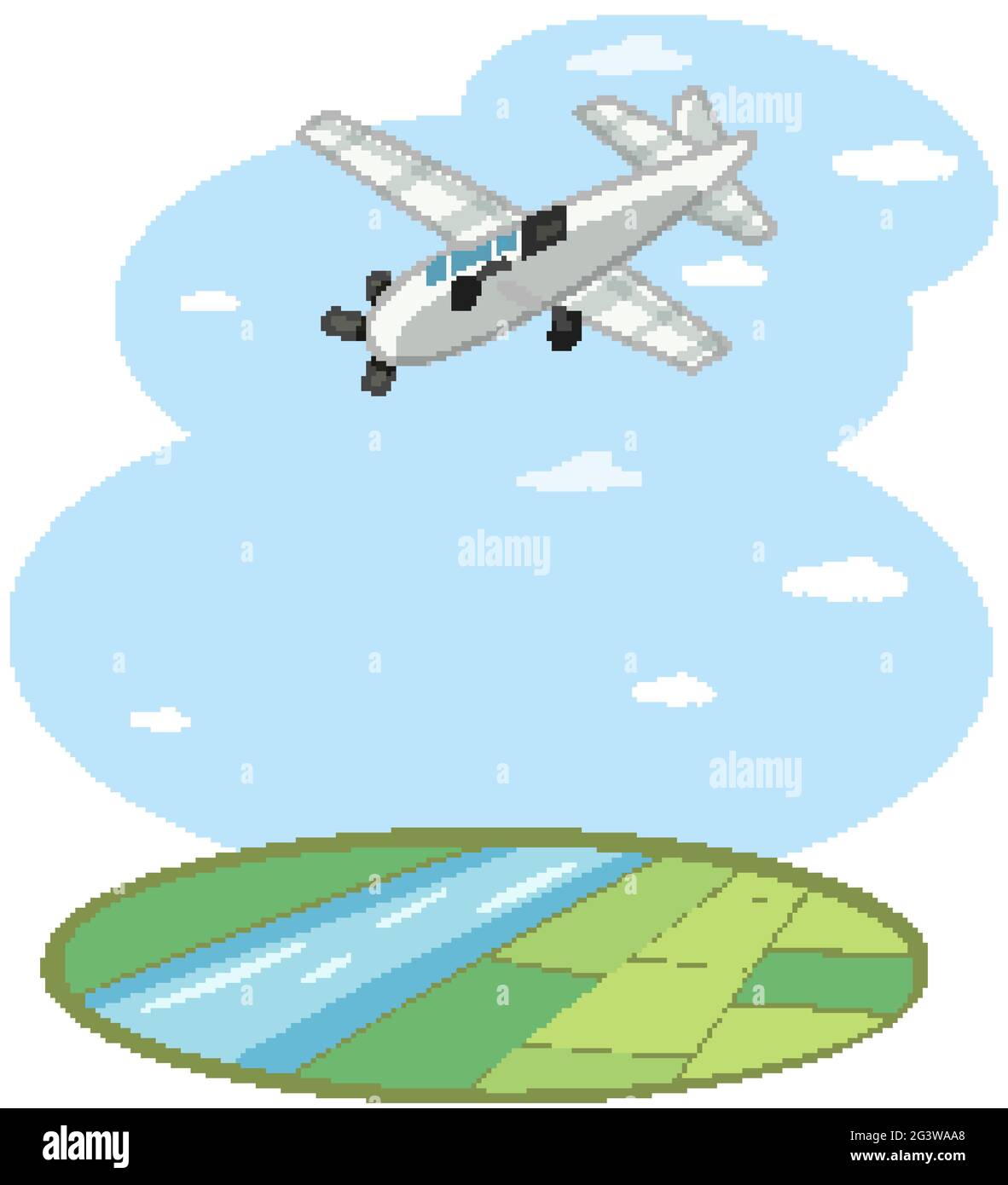 Airplane fly in the bright sky cartoon style illustration Stock Vector ...