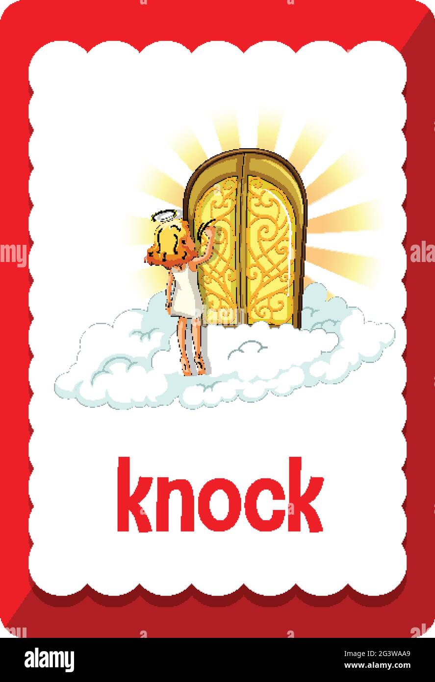Vocabulary flashcard with word Knock illustration Stock Vector Image ...