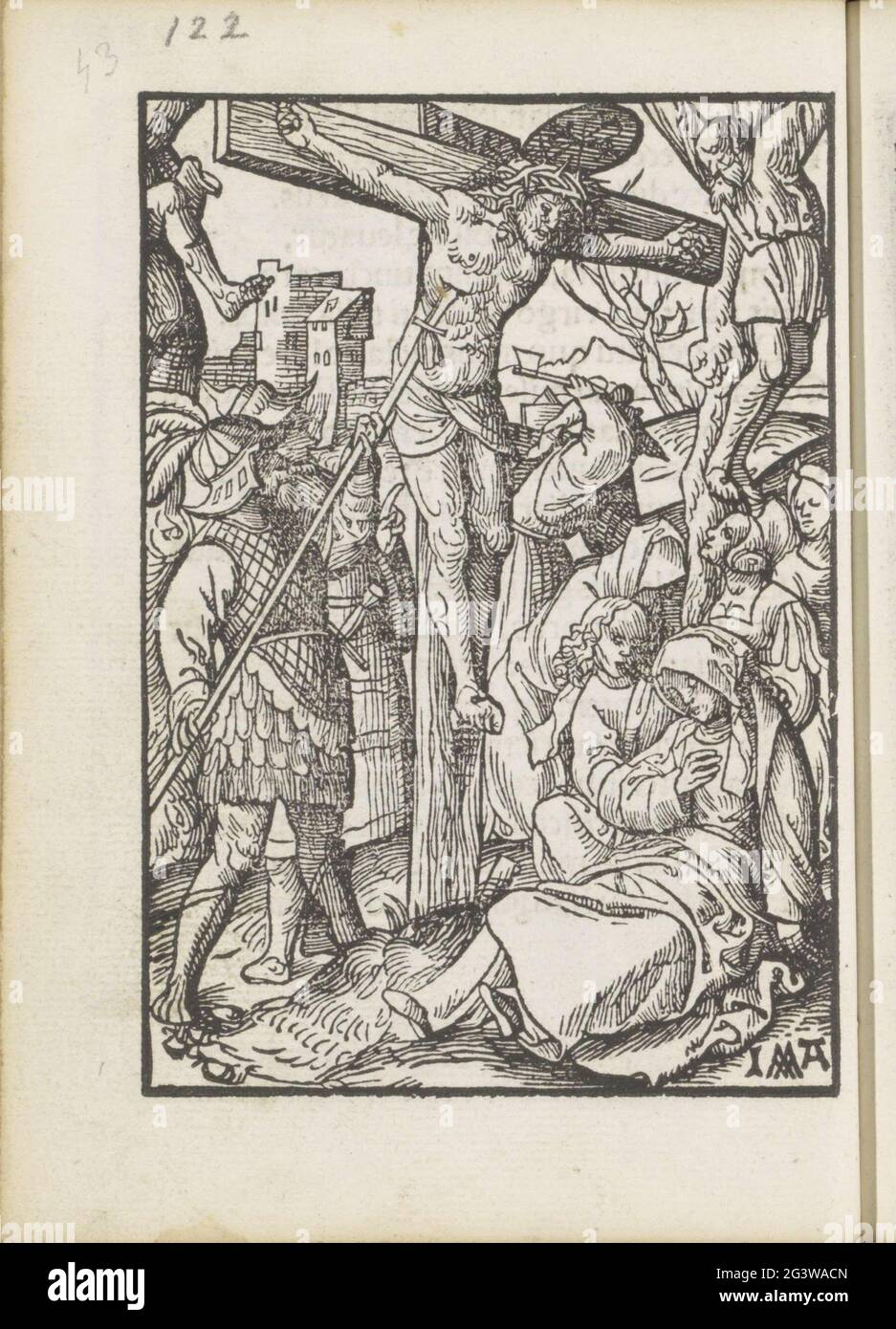 Pierced Christ on the cross with a lance; The little passion. Christ ...