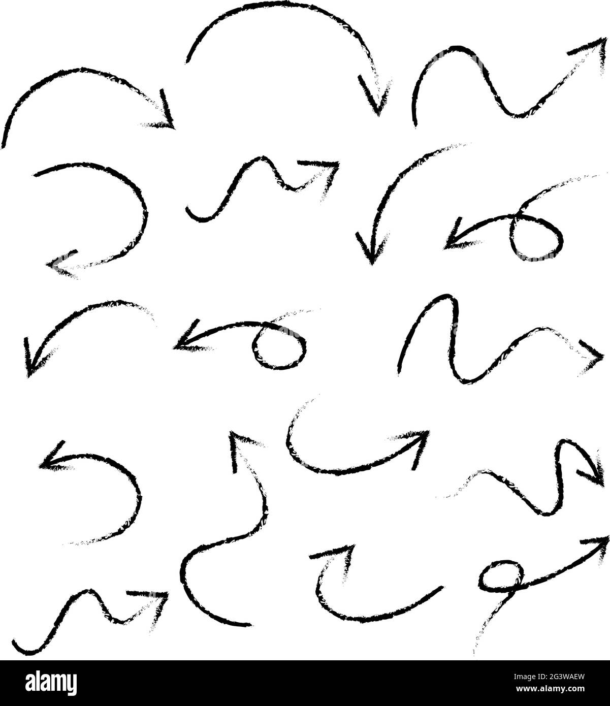 Set of hand drawn arrow doodles on white background illustration Stock ...