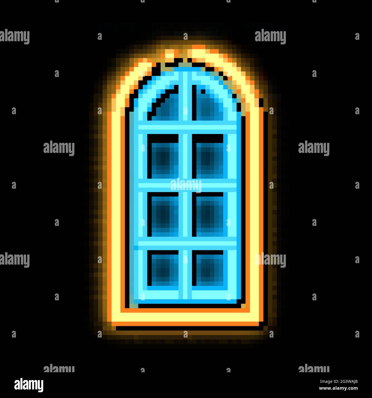 arched window consisting of square glasses neon glow icon illustration ...