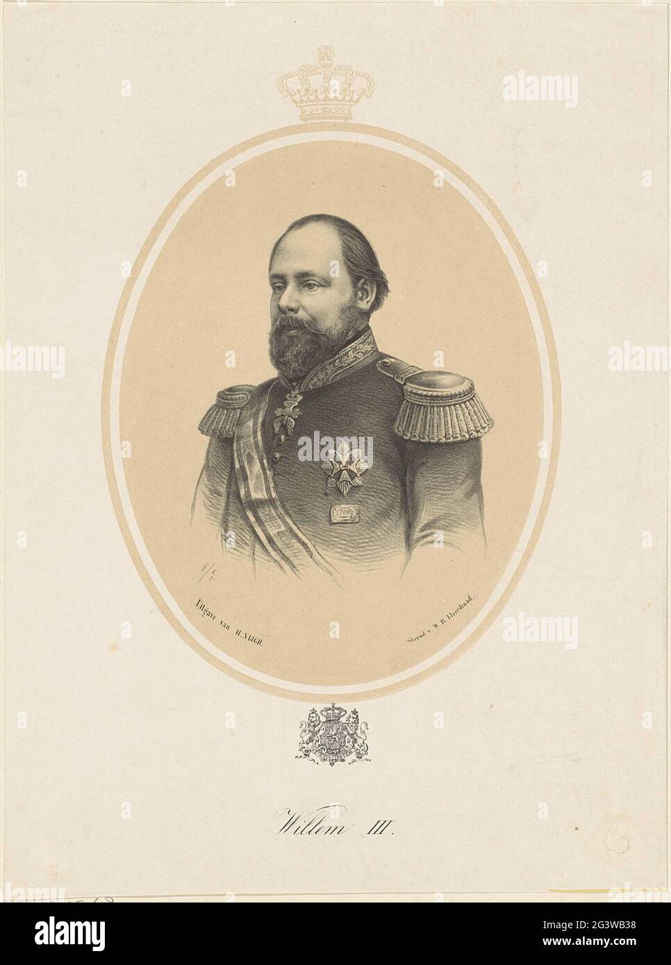 Portrait of Willem III, King of the Netherlands. Portrait of Willem III ...