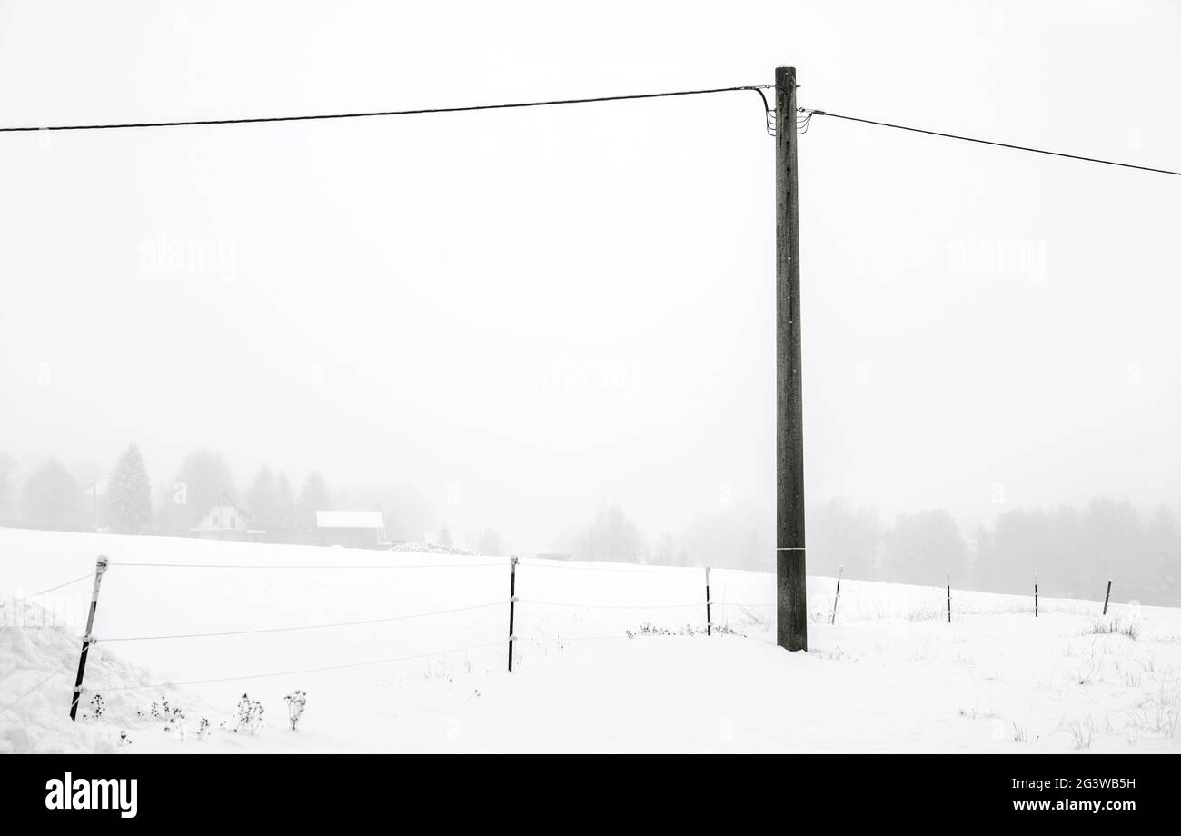 The cable mast in the field Stock Photo - Alamy