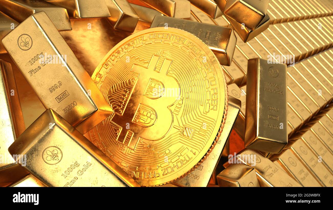 Fine gold bars bitcoin coins hi-res stock photography and images - Alamy