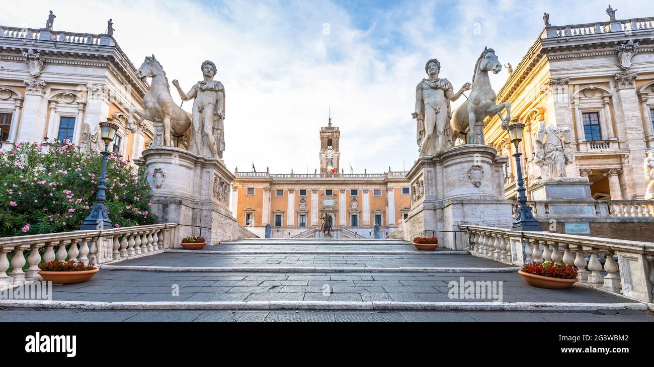 Staircase to Capitolium Square (Piazza del Campidoglio) in Rome, Italy ...