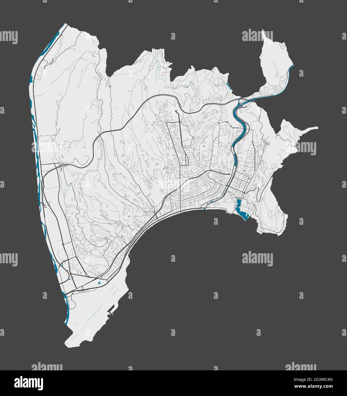 Nice map. Detailed map of Nice city administrative area. Cityscape ...