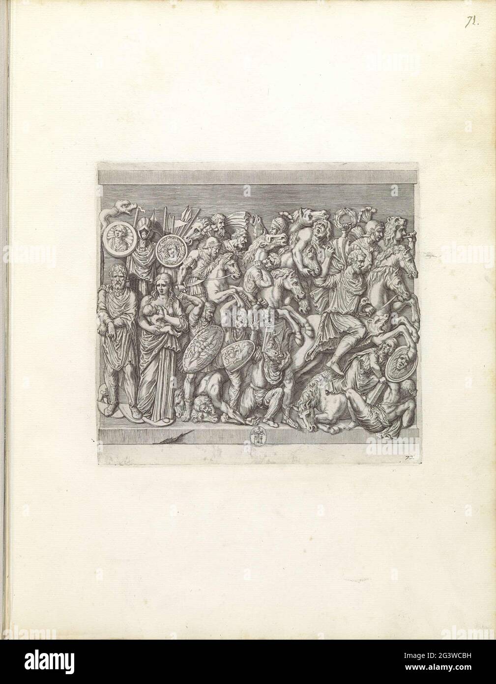 Bas-relief with string particle, trophies and prisoners of war ...