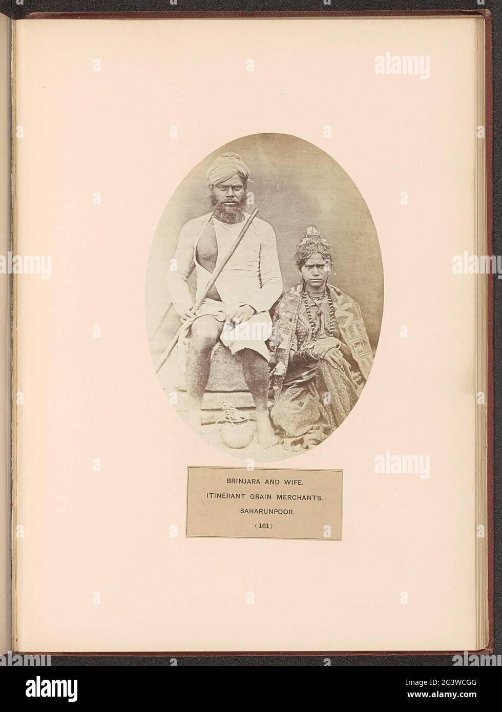 Portrait of a couple of nomadic grain traders from Saharanpur; Brinjara ...