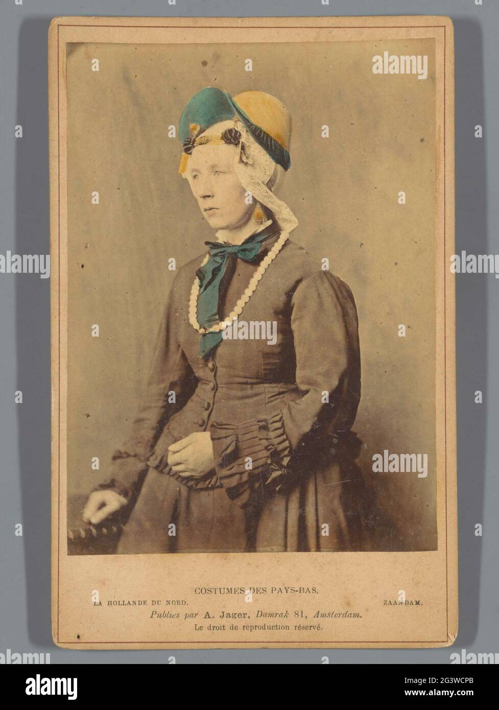 Portrait woman with headdress according to traditional costume of ...