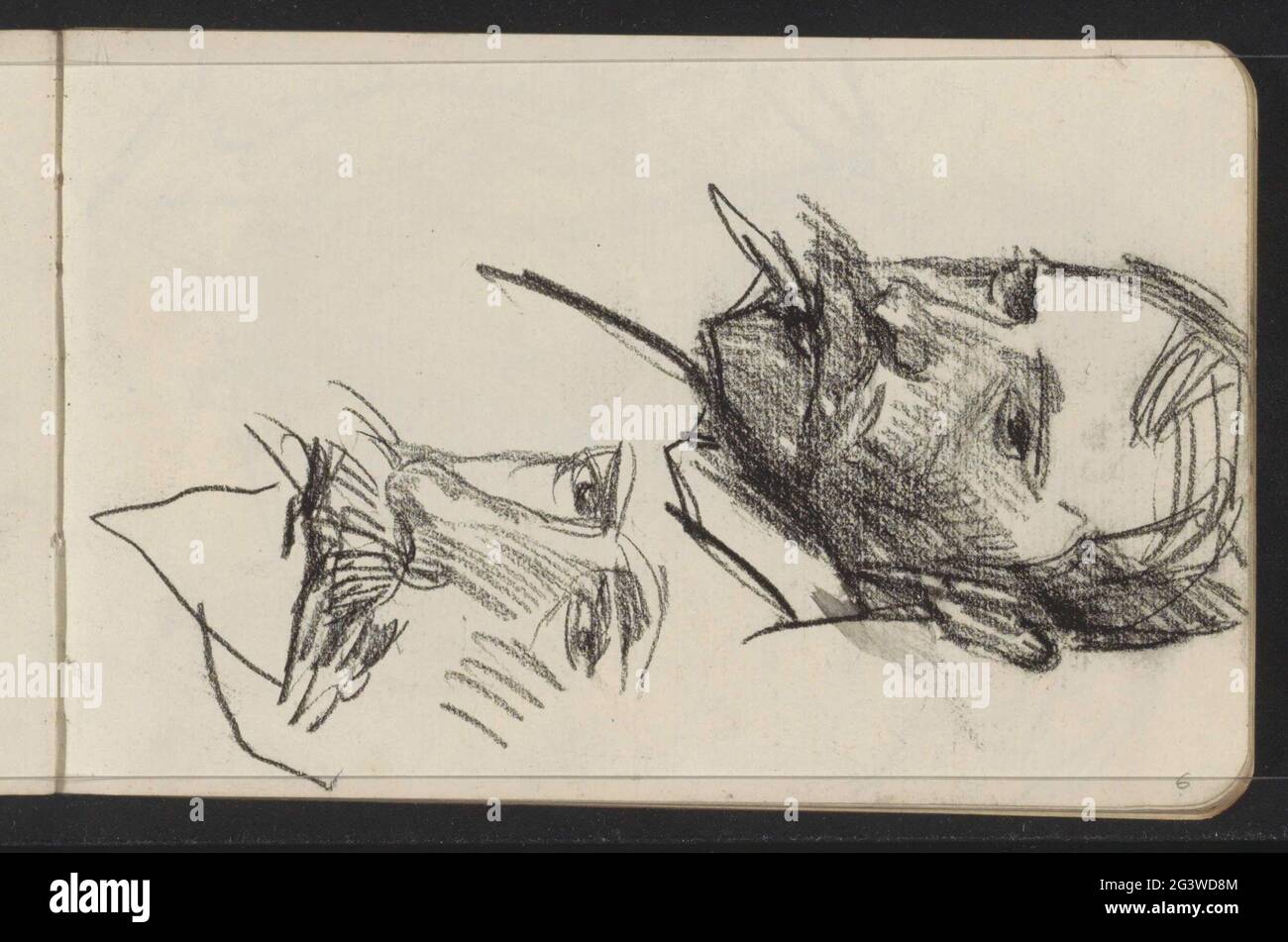 Two self-portraits of Isaac Israel, smoking. Leaf 6 Recto from ...