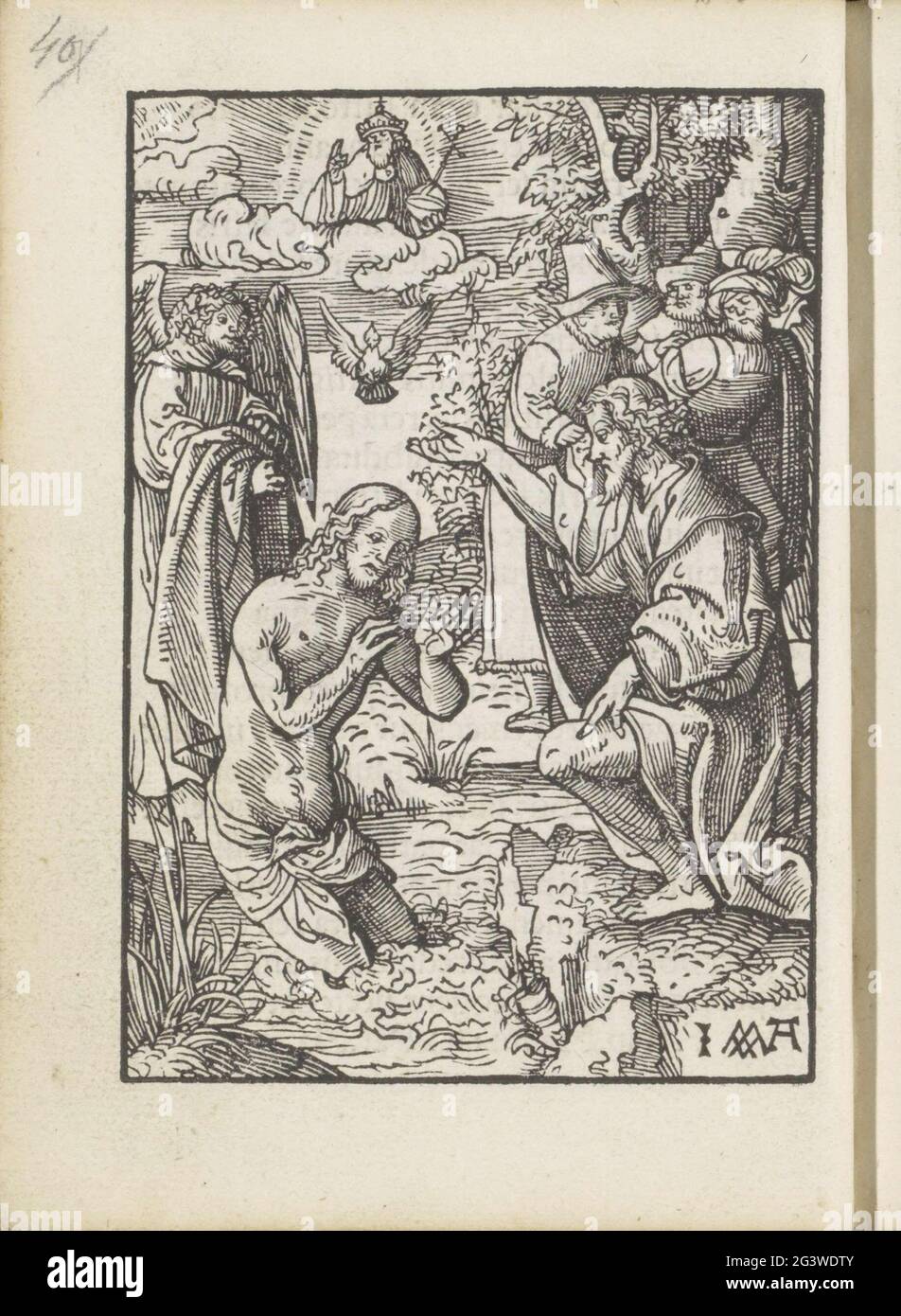 Baptism of Christ; The little passion. Christ is baptized by John the Baptist in the Jordaan ...