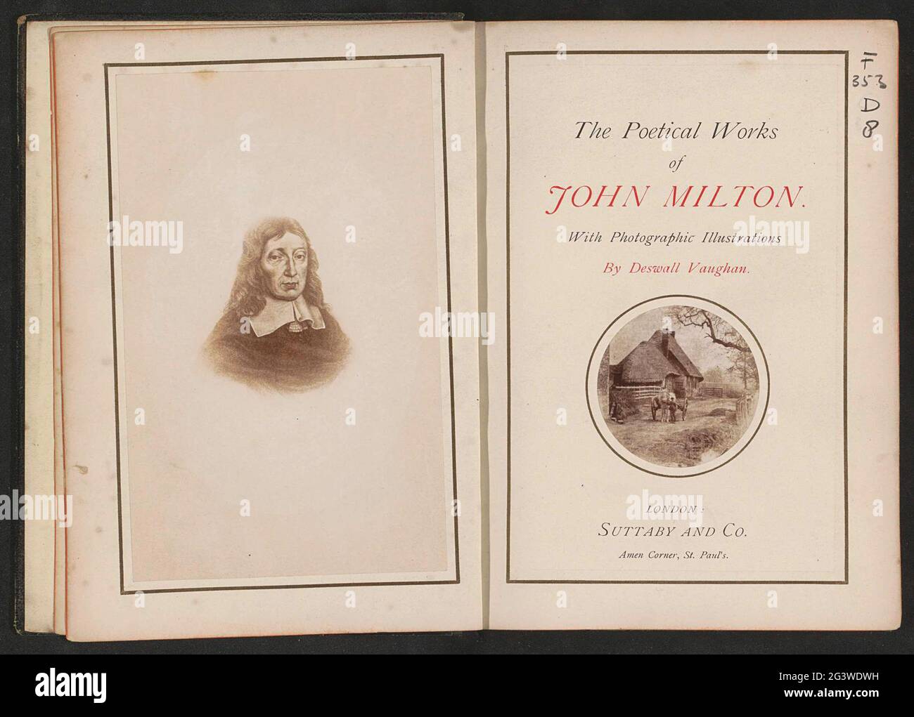Photo production of a drawing, representing a portrait of John Milton ...