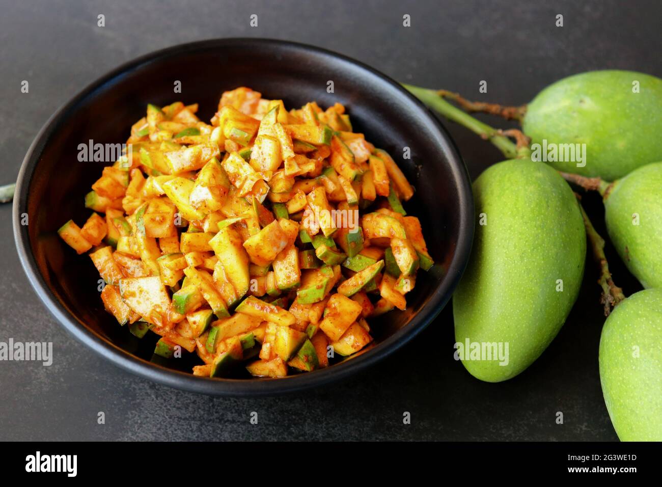 Green mango salad. Raw mango instant pickle. also known as kairichi ...
