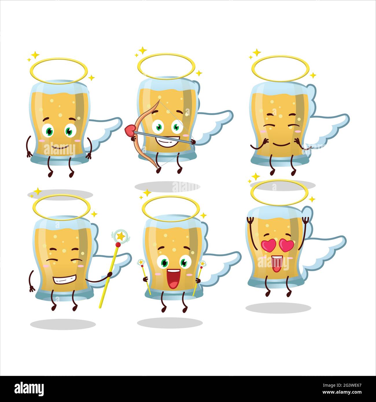 Glass of cider cartoon designs as a cute angel character. Vector ...