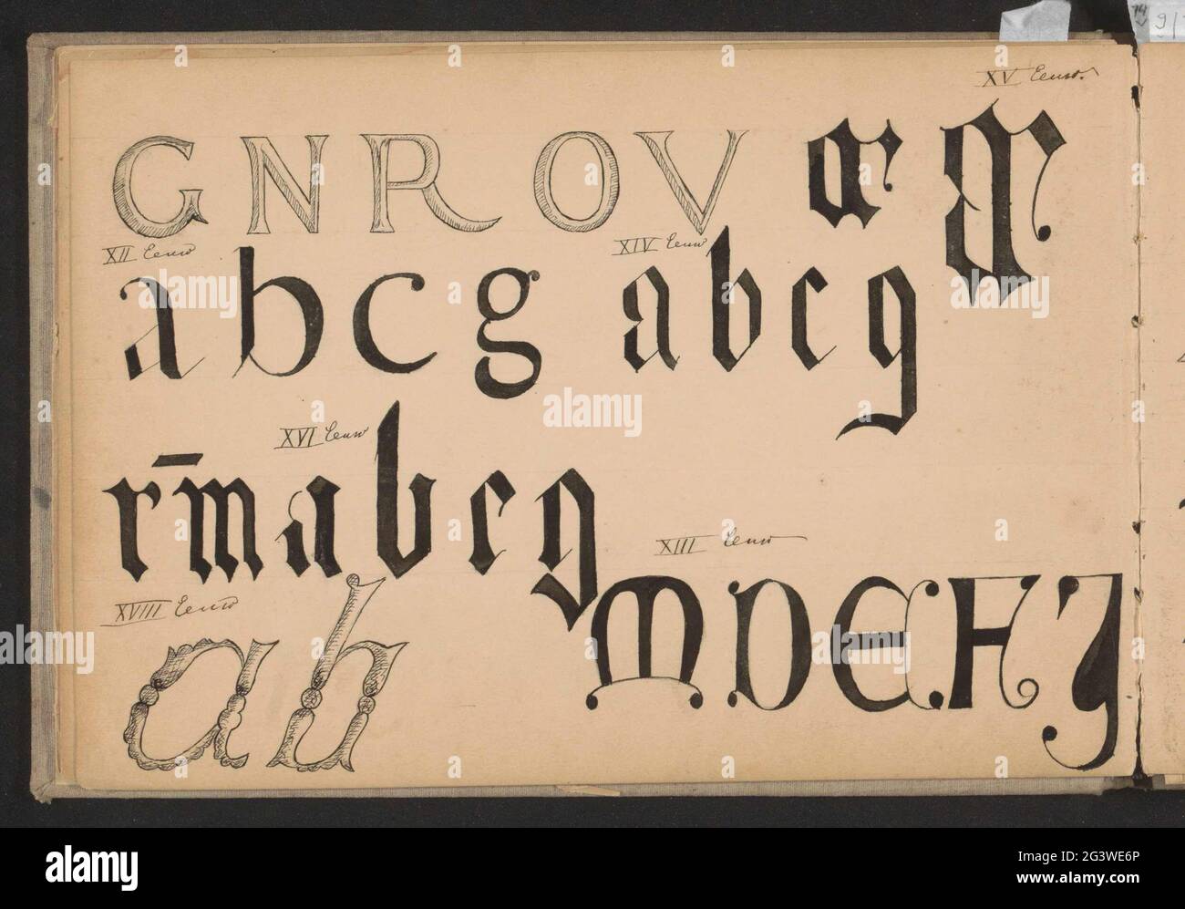 Calligraphy: fonts from the twelfth to the eighteenth century. Leaf 7 ...