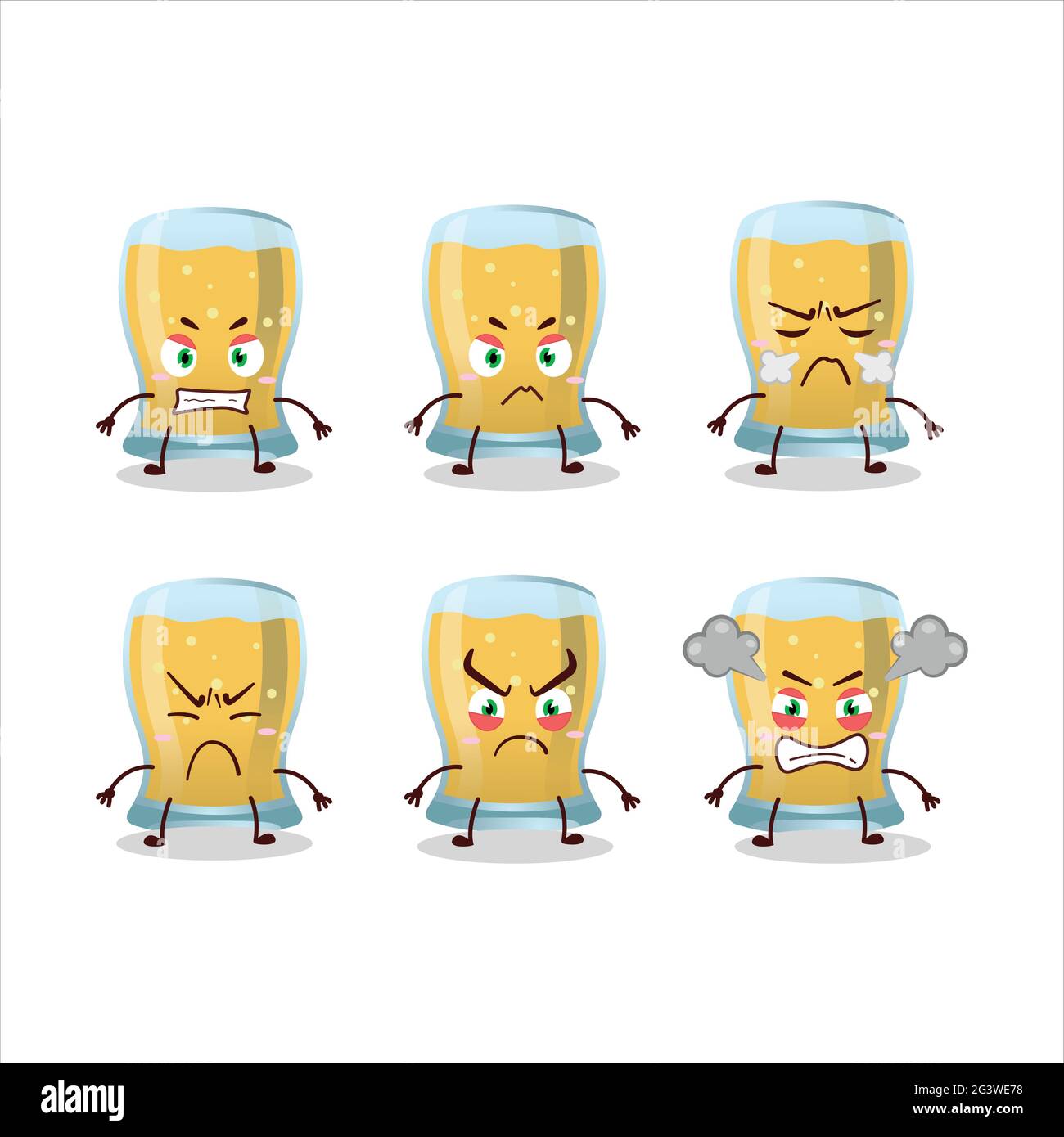 Glass of cider cartoon character with various angry expressions. Vector ...