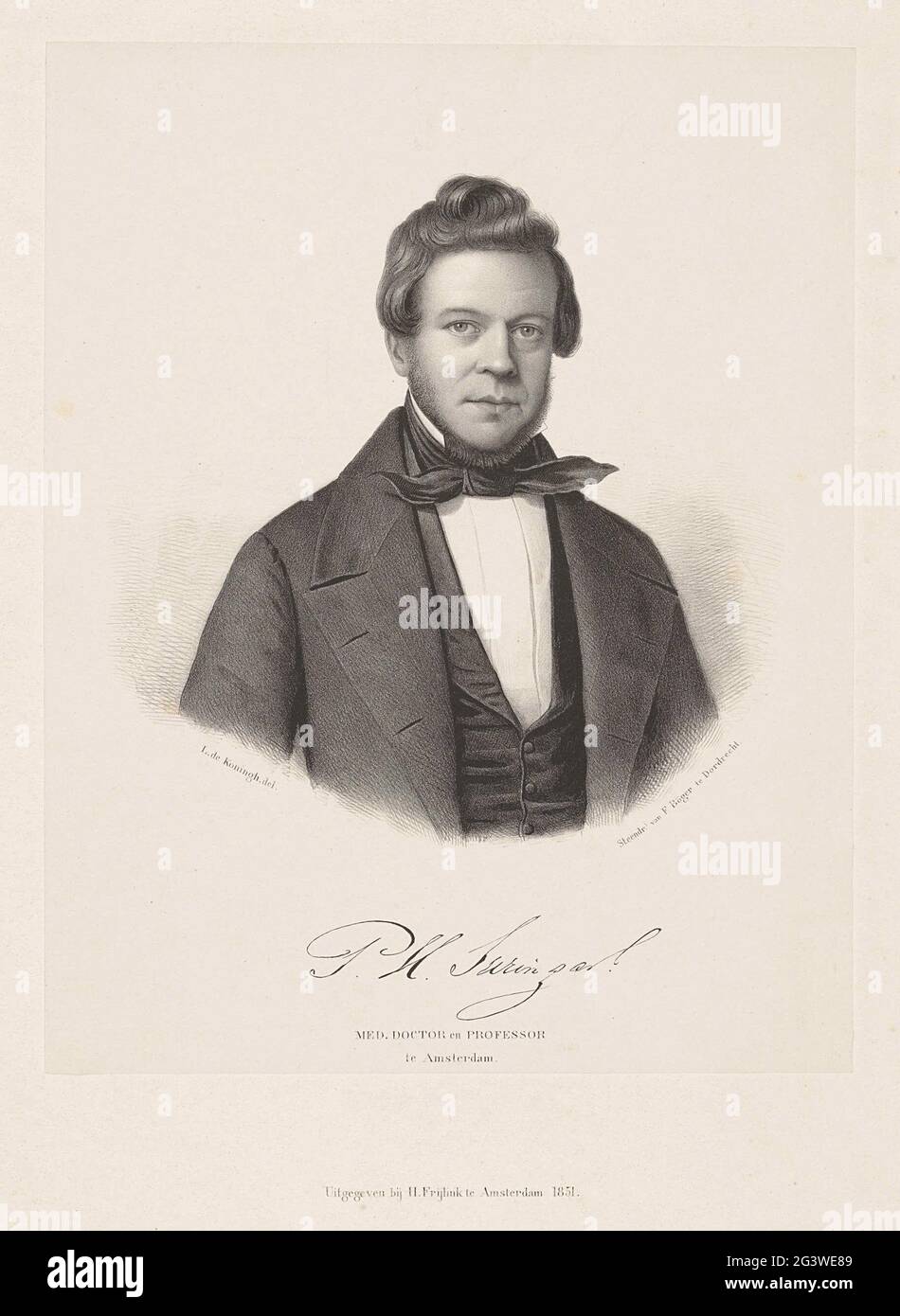 Portrait of Pieter Hendrik Suringar. His signature and profession under ...