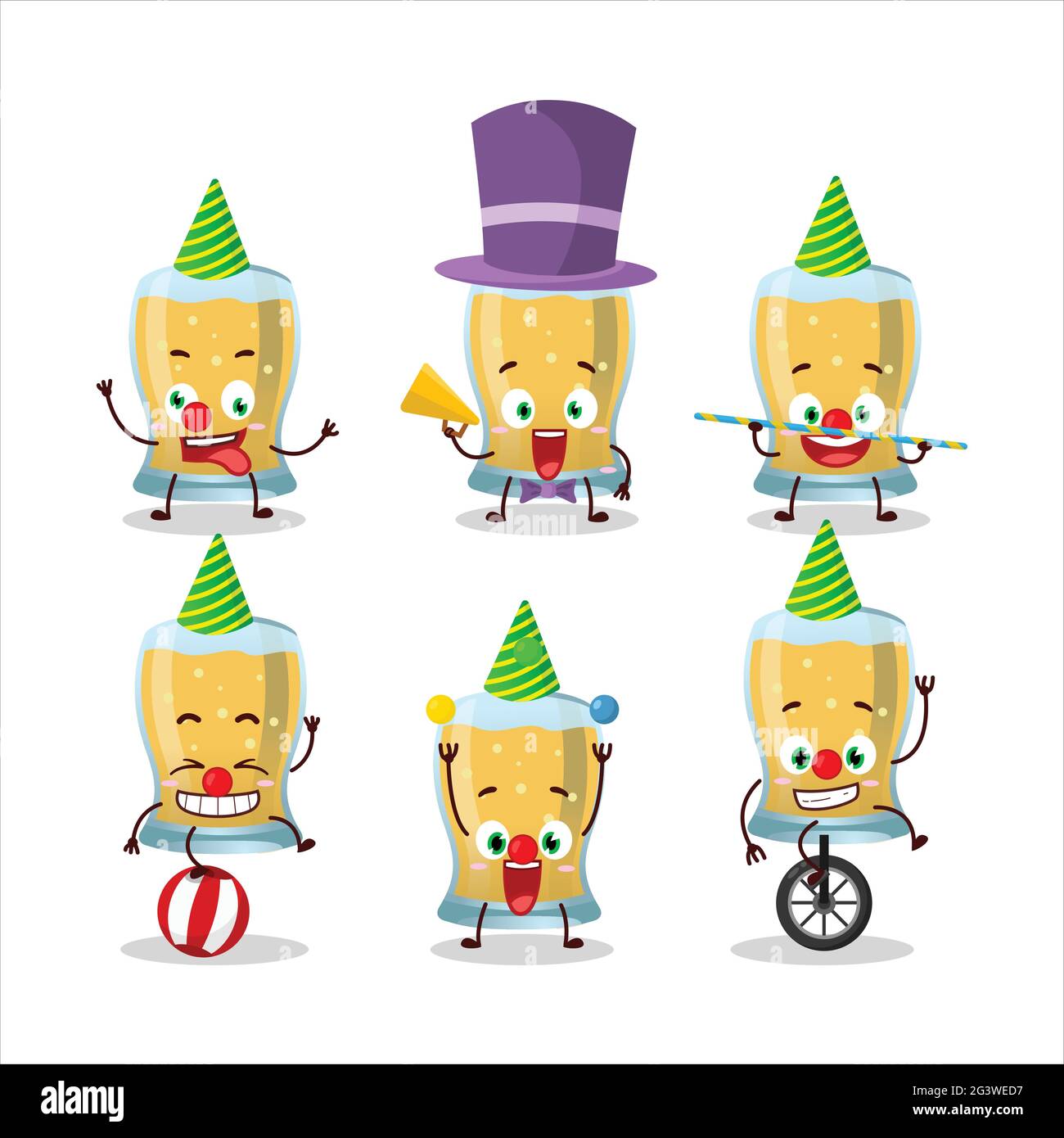 Cartoon character of glass of cider with various circus shows. Vector ...