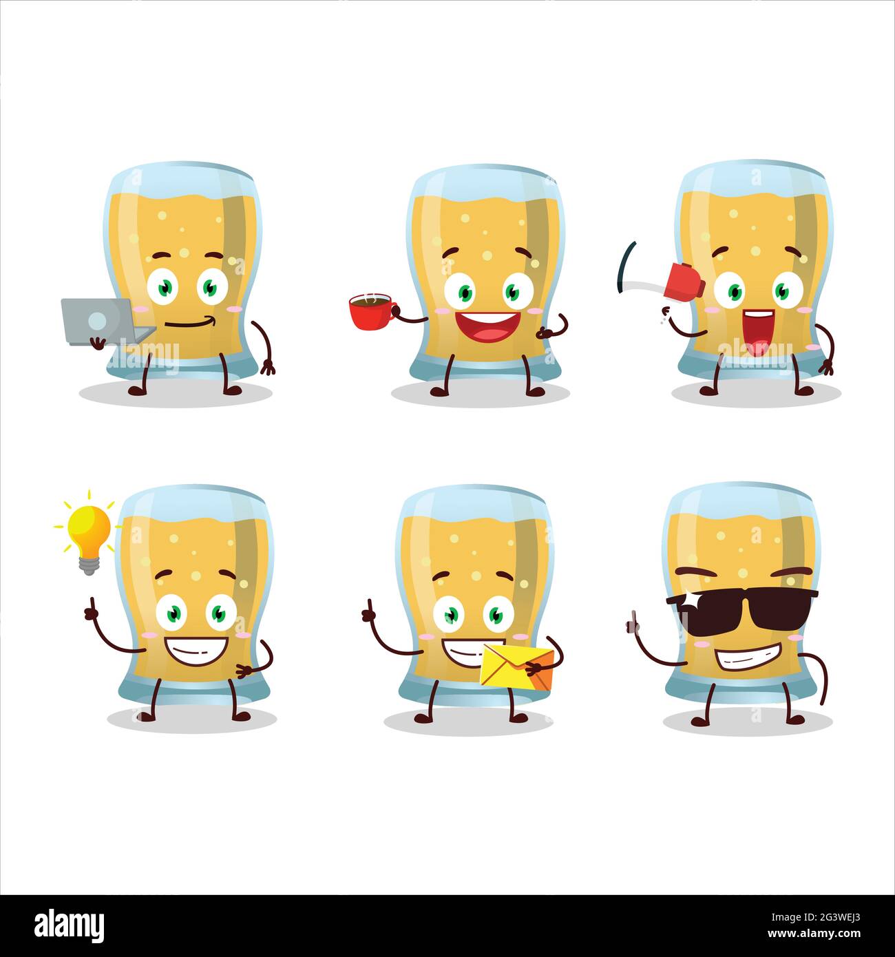 Glass of cider cartoon character with various types of business ...