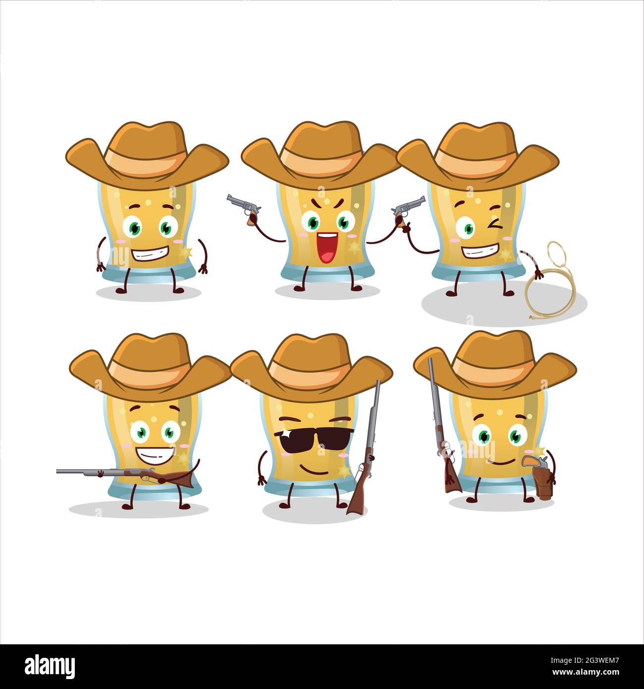 Cool cowboy glass of cider cartoon character with a cute hat. Vector ...