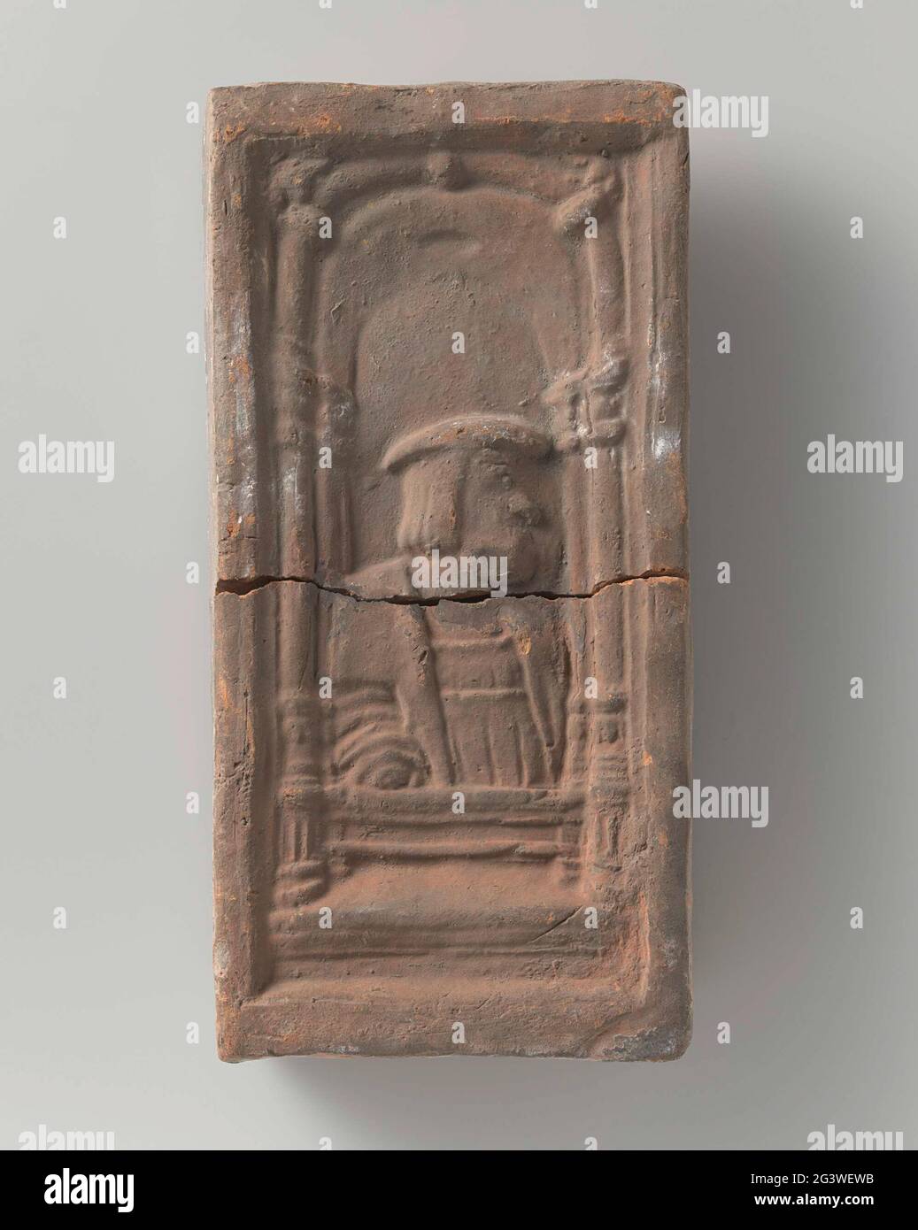 Brick with bust of Charles V inside a showness. A brick on which relief ...