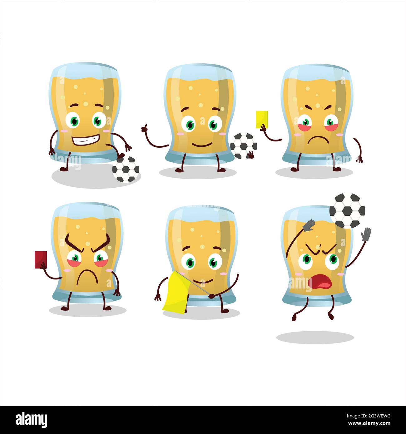 Glass of cider cartoon character working as a Football referee. Vector ...