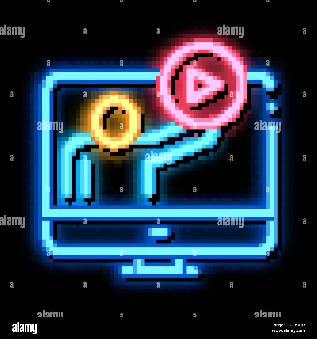 viewing in computer mode neon glow icon illustration Stock Vector Image ...