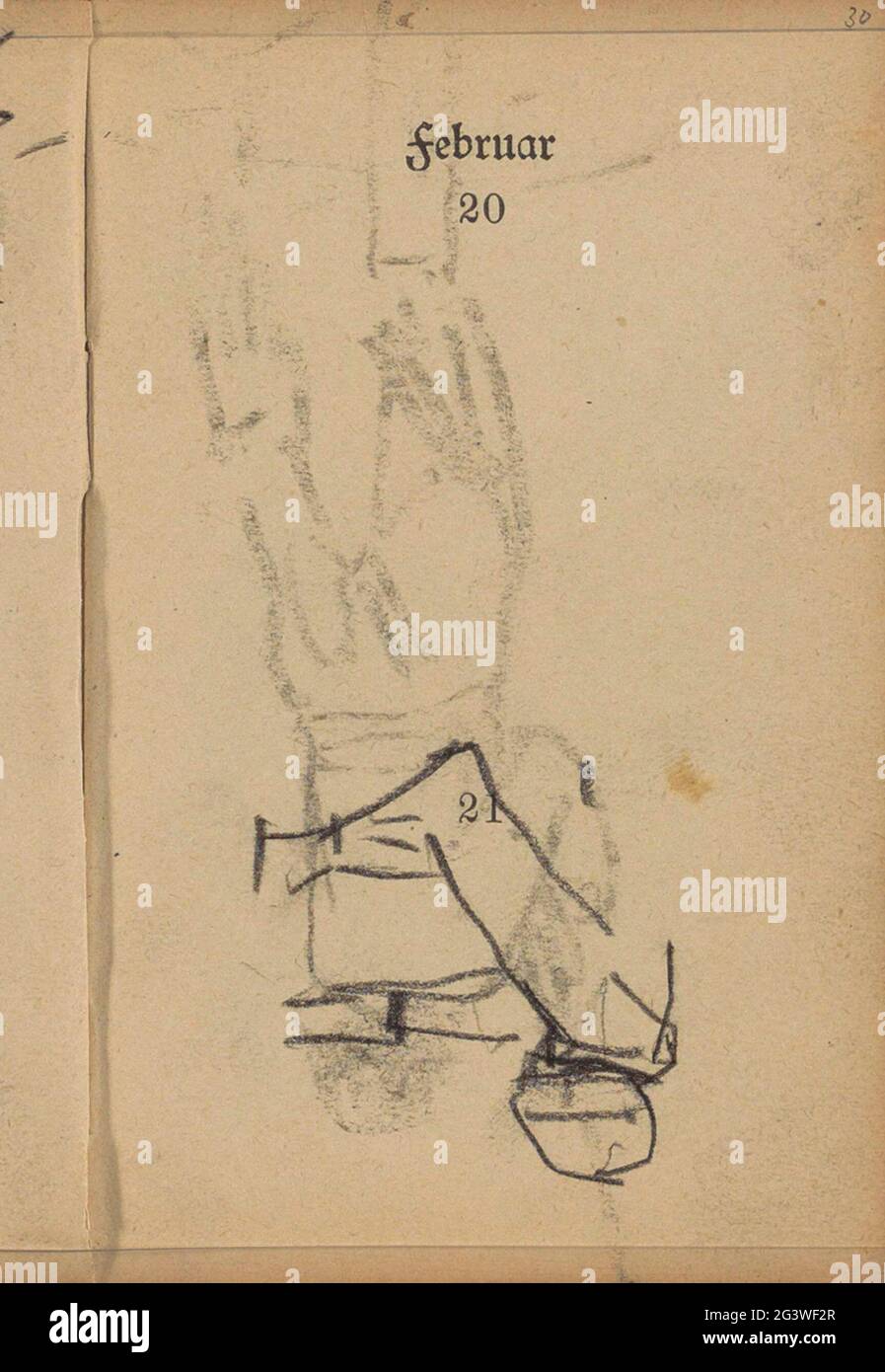 Figure study. Page 30 A calendar with 80 sheets used as a sketchbook ...