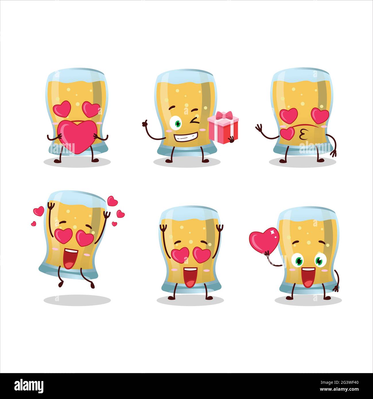 Glass of cider cartoon character with love cute emoticon. Vector ...
