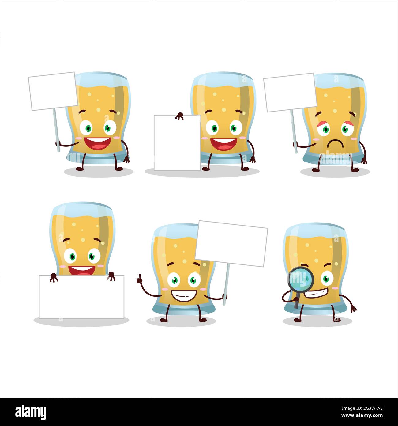 Glass of cider cartoon character bring information board. Vector ...
