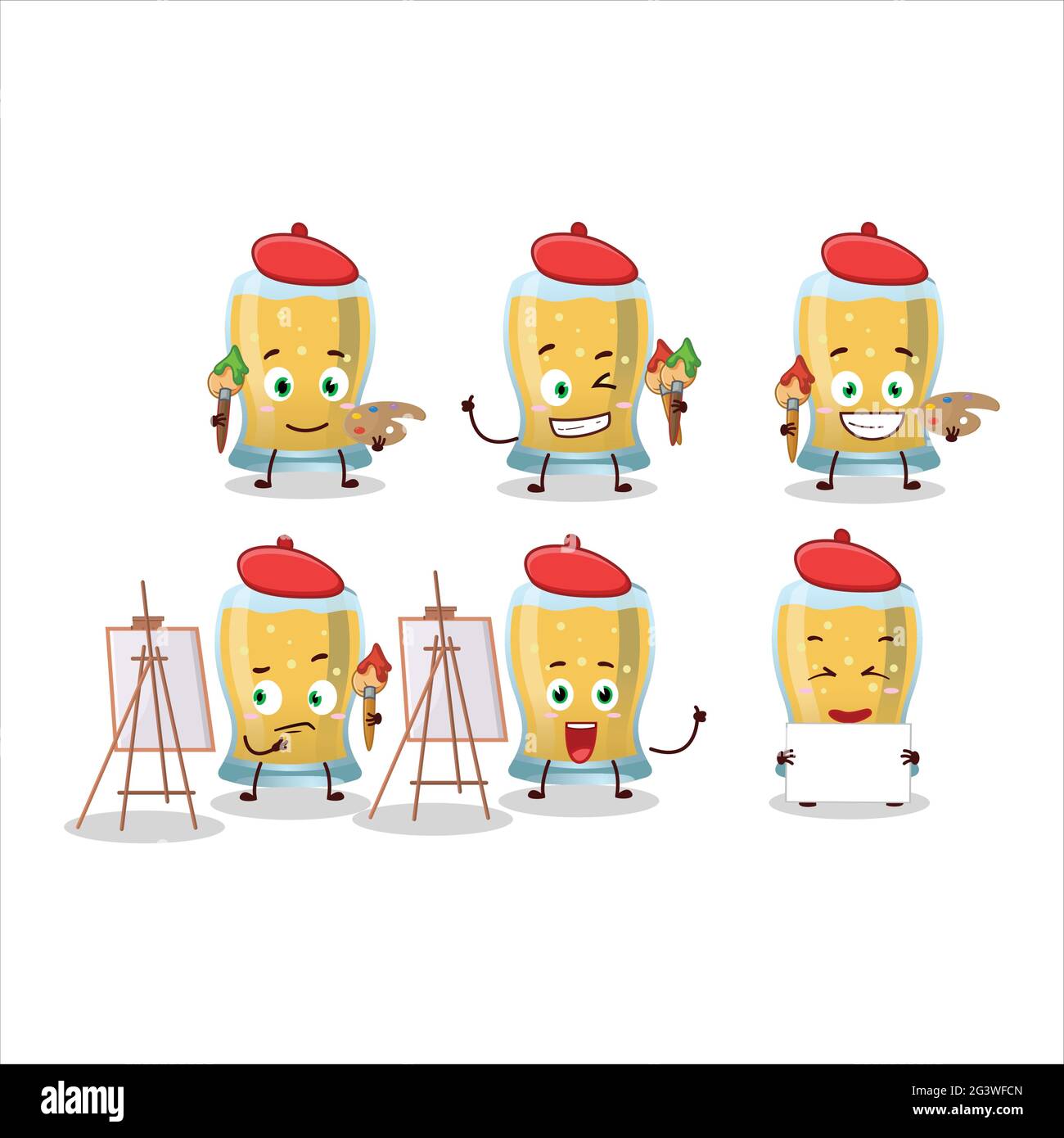 Artistic Artist of glass of cider cartoon character painting with a ...