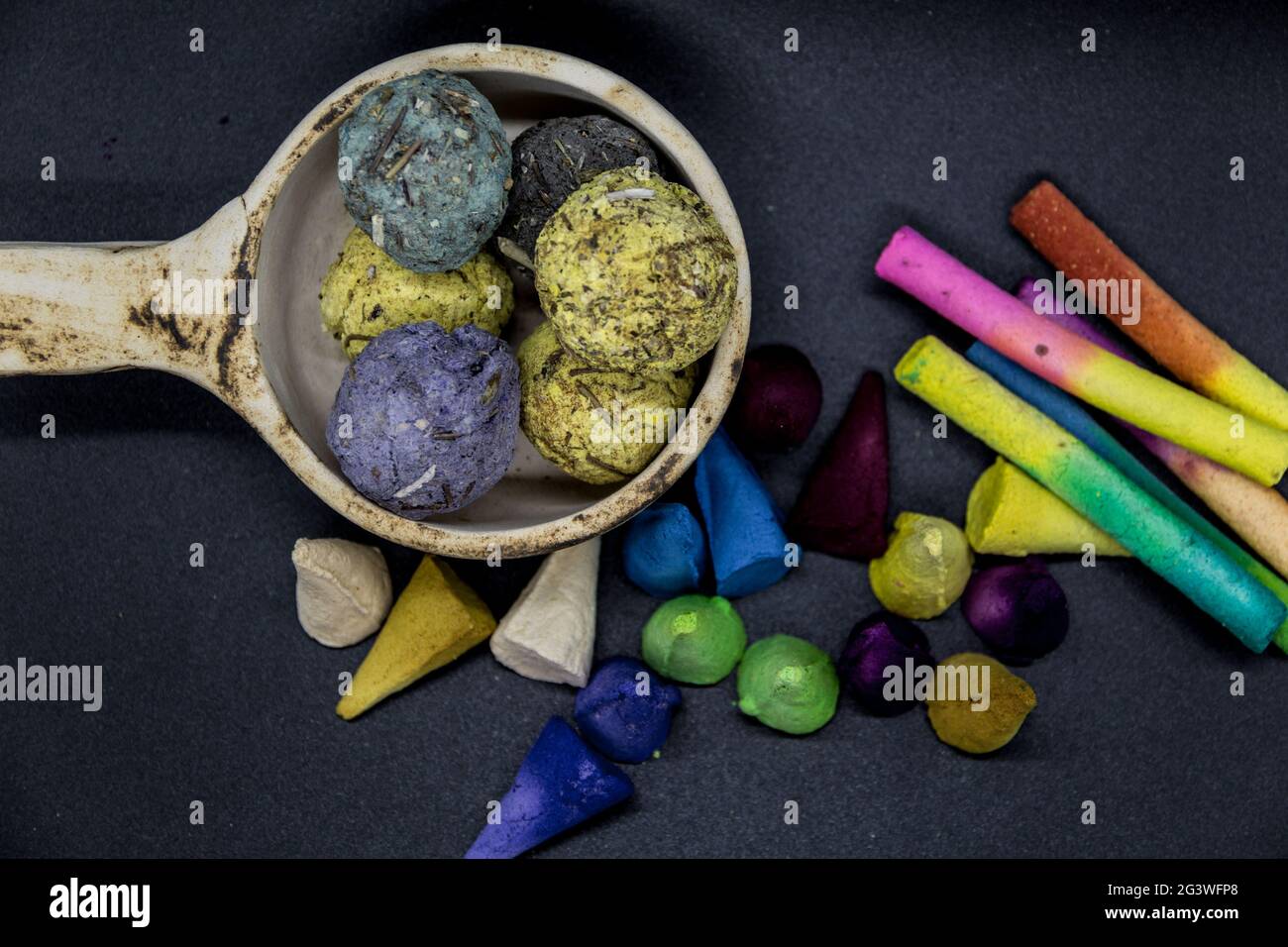 Incense burners and variety of aromatic smoke bombs Stock Photo - Alamy