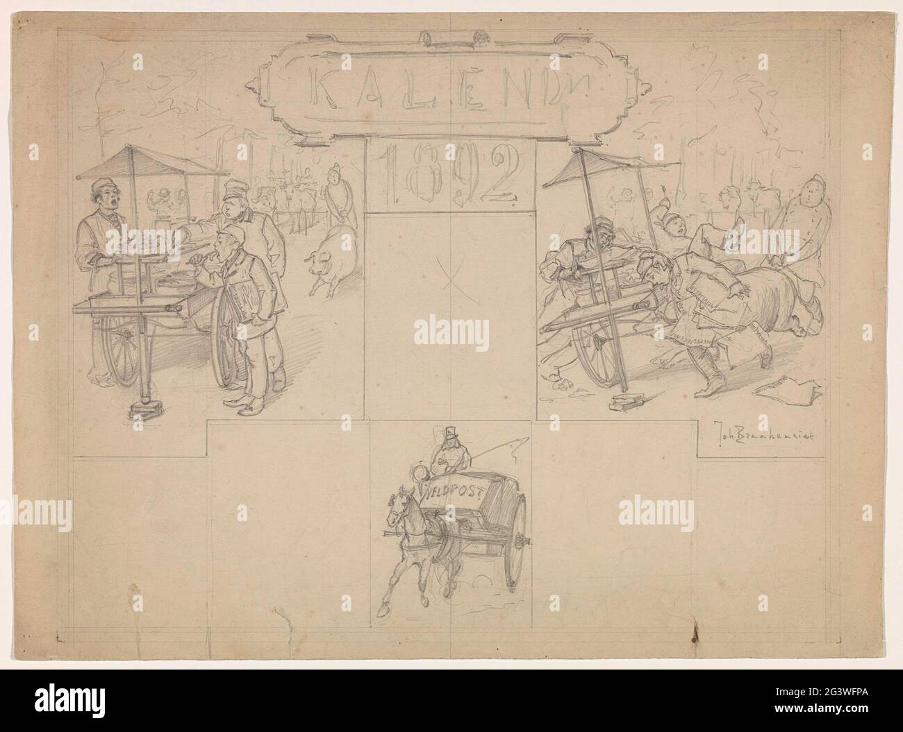 Design for a calendar sheet for the year 1892 Stock Photo - Alamy
